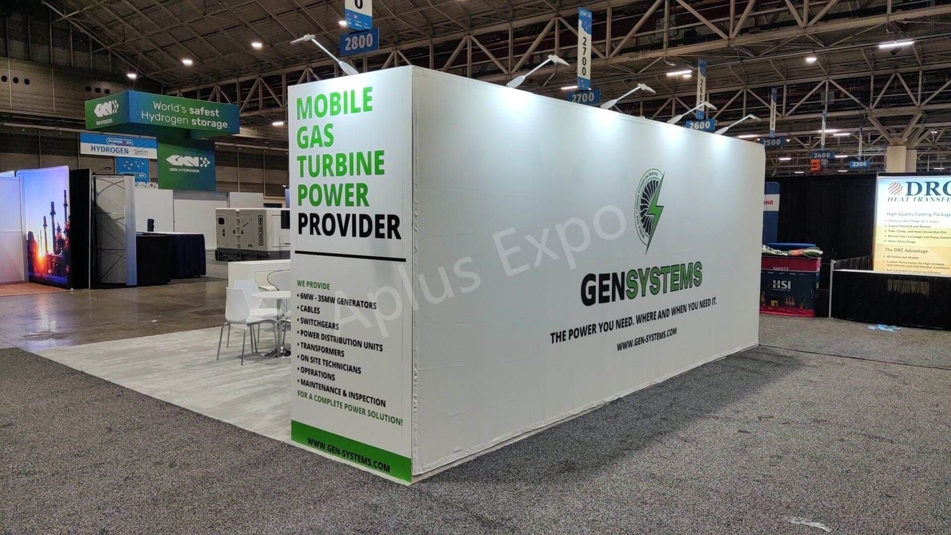 Gensystems 20′x20′ POWER GEN2024 LED Video Wall Booth - aplusexpo